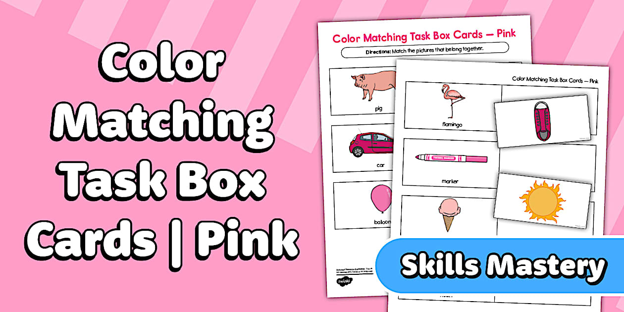 Color Matching Task Box Cards – Pink