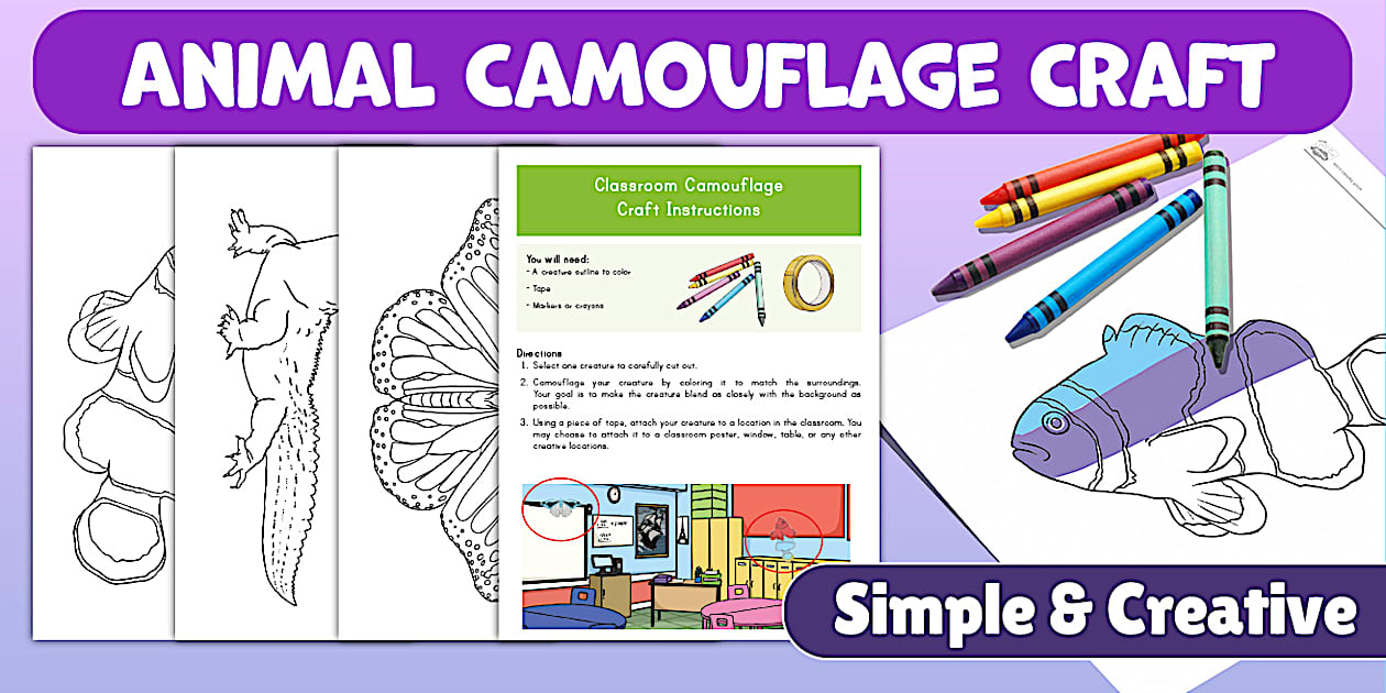 Animal Camouflage Craft (teacher made) - Twinkl
