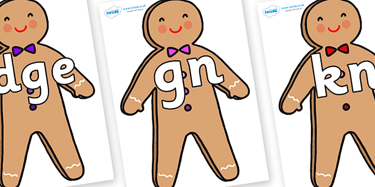 Silent Letters on Gingerbread Man (teacher made) - Twinkl