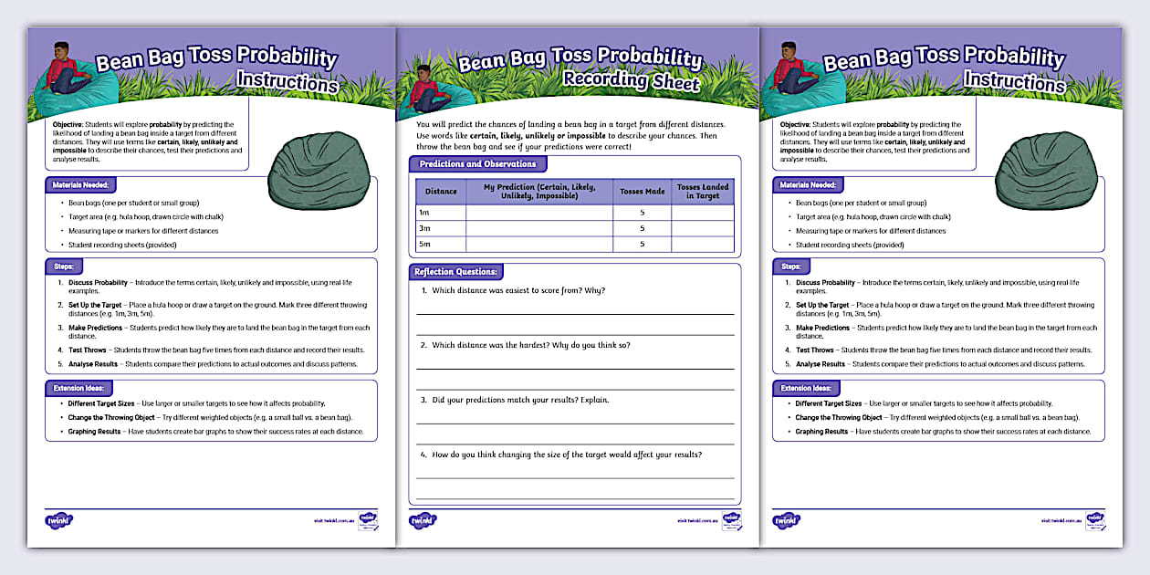 Outdoor Maths: Bean Bag Toss Probability (teacher made)