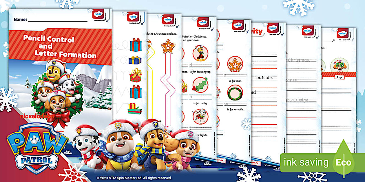 FREE! - PAW Patrol: Christmas Handwriting Activity Booklet