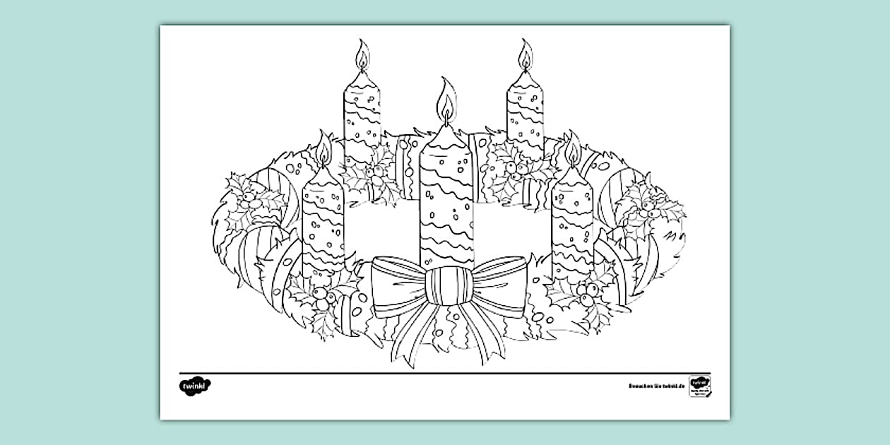 Adventskranz - Ausmalbild (teacher made) - Twinkl