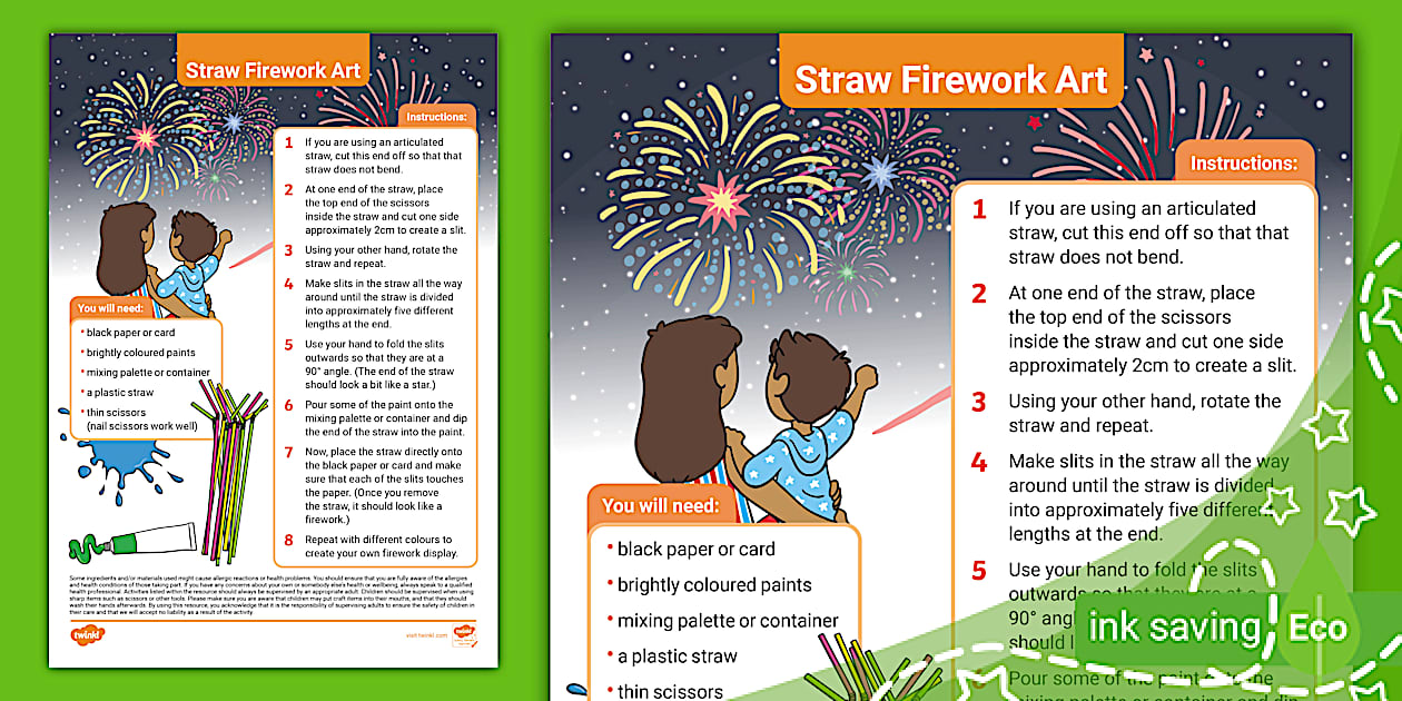 Straw Firework Art (Teacher-Made) - Twinkl