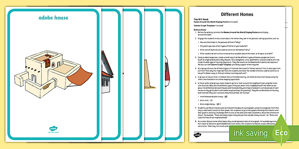 VIC Different Homes Activity (teacher made) - Twinkl