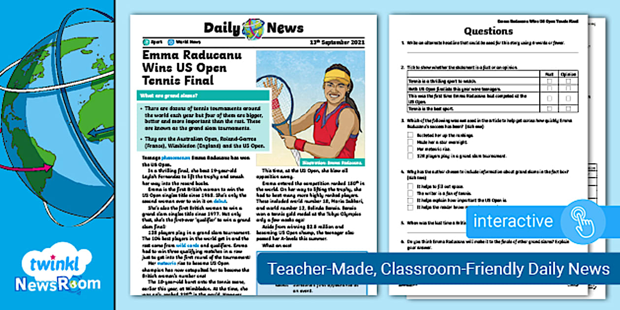 Interactive PDF Daily NewsRoom Article -Emma Raducanu Wins US Open ...