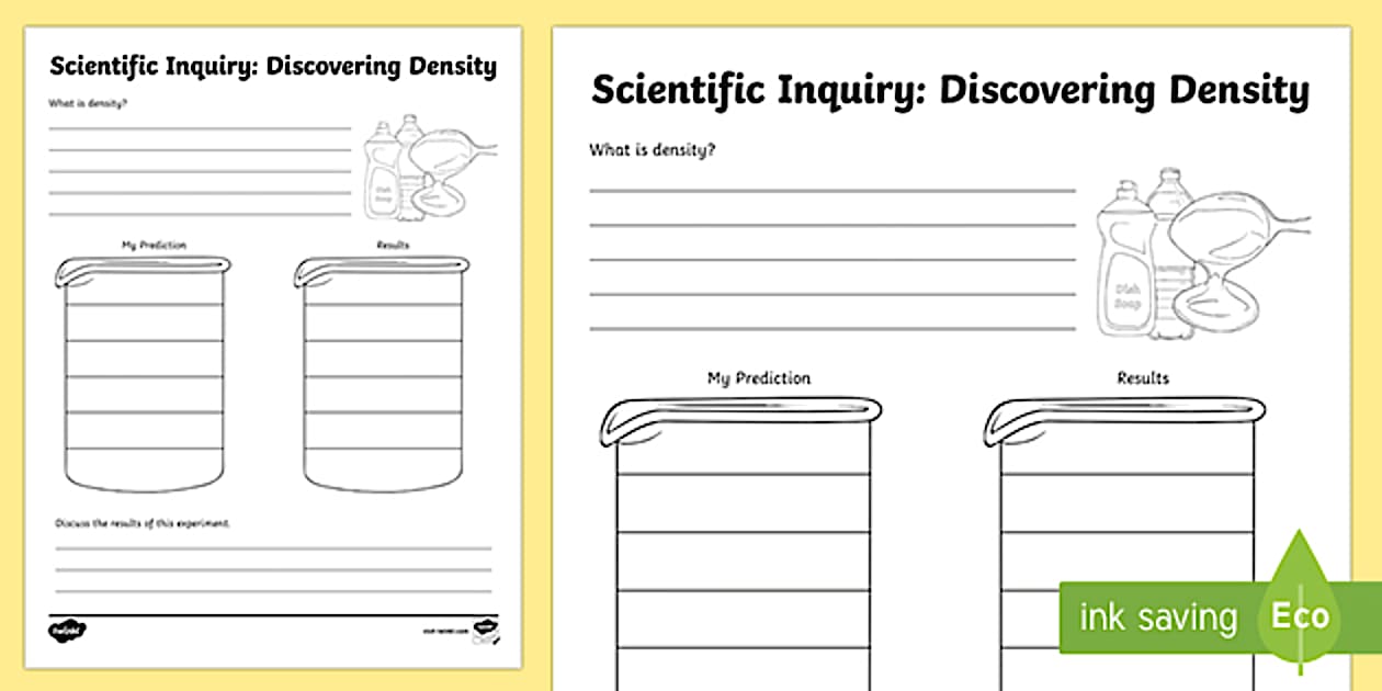 Scientific Inquiry Worksheet: Discovering Density | Science
