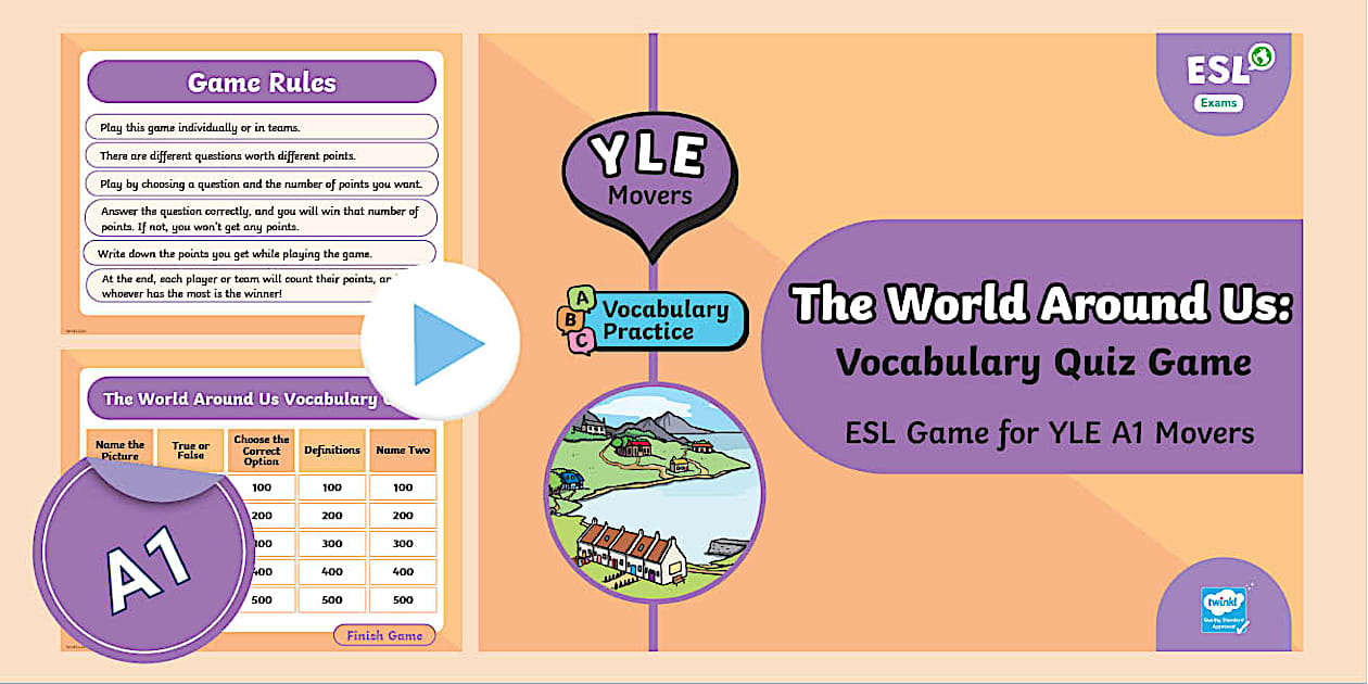 YLE Movers - Vocabulary Quiz Game (The World Around Us)