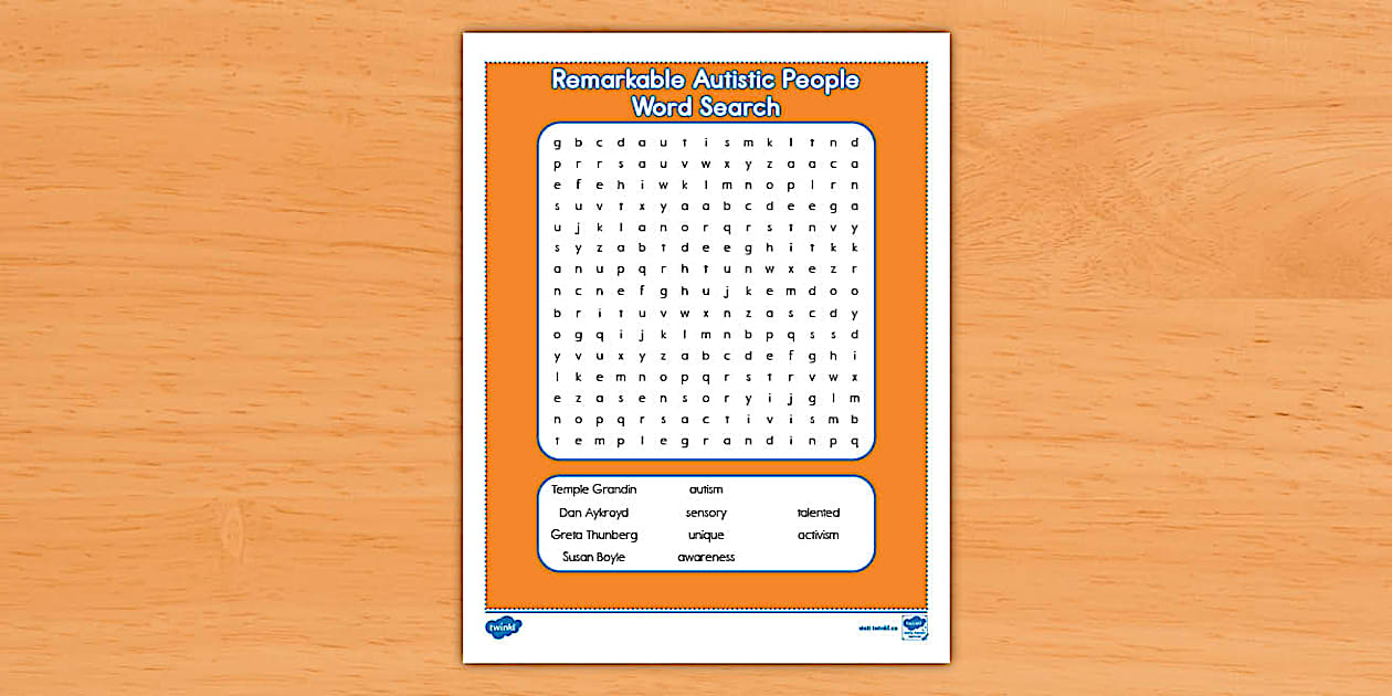 Remarkable Autistic People Word Search