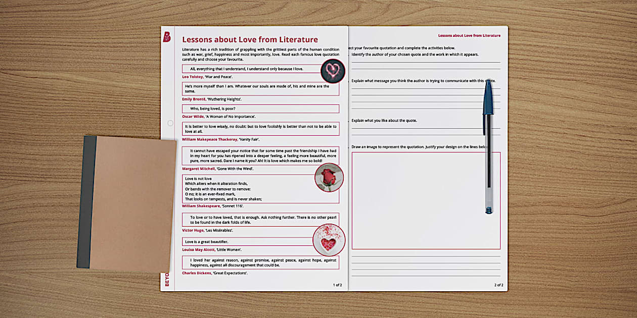 Lessons about Love from Literature (Teacher-Made) - Twinkl