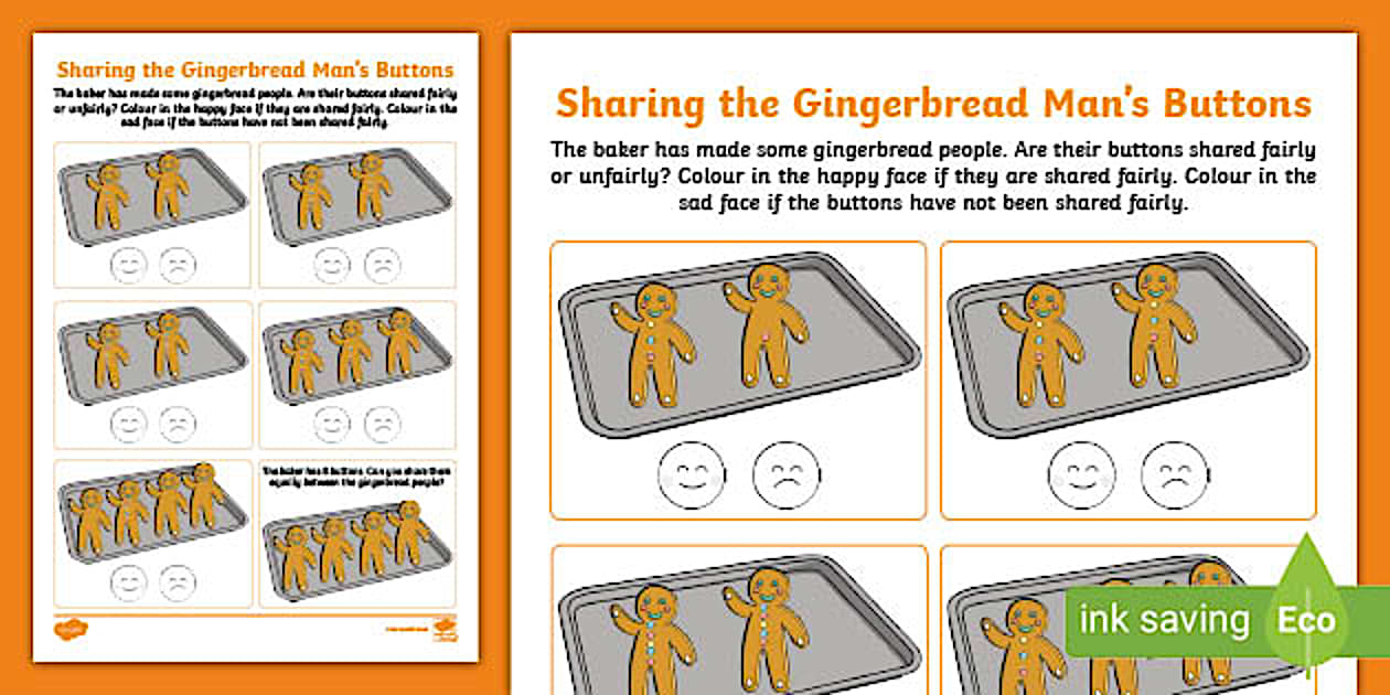 Black and White Sharing the Gingerbread Man's Buttons: Fair or Unfair ...