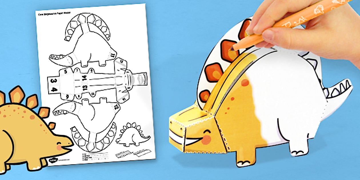3D Stegosaurus Paper Model Activity (teacher made) - Twinkl