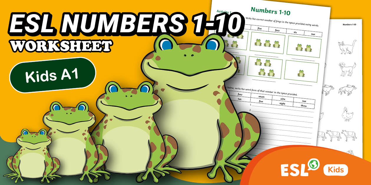 Esl Numbers 1 10 Worksheet Kids A1
