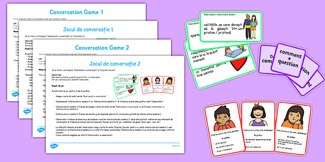 Conversation Game Pack Romanian Translation (teacher made)