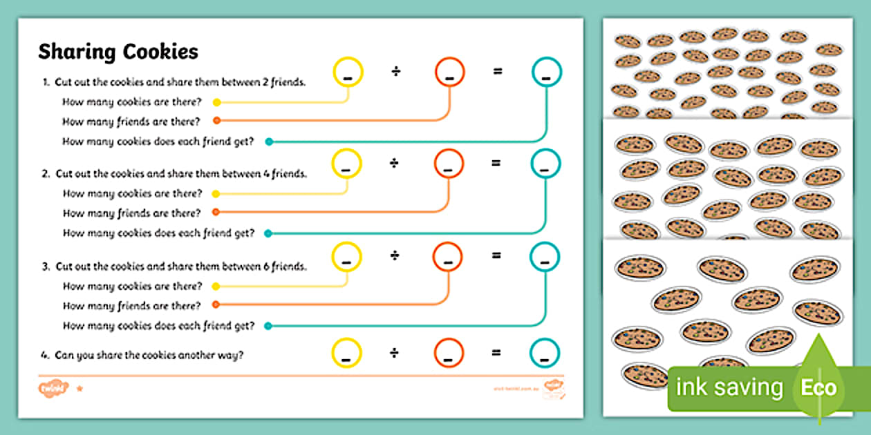 Sharing Cookies Differentiated Division Activity - Twinkl