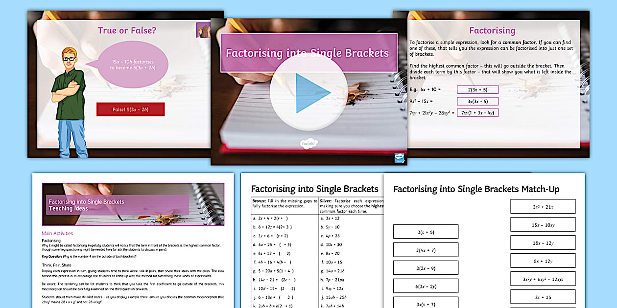 Factorising into Single Brackets Lesson Pack | Beyond