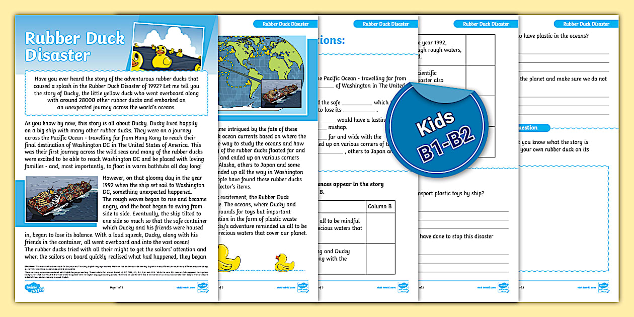 Rubber Duck Disaster Reading Comprehension [Kids, B1-B2]
