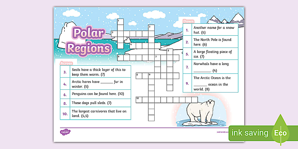 KS1 Polar Regions Crossword (Teacher-Made) - Twinkl