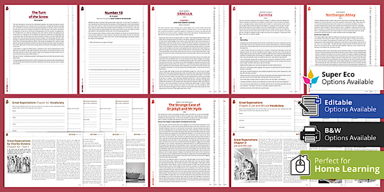 Editable 19th Century Literature KS3 Reading Comprehension Bundle