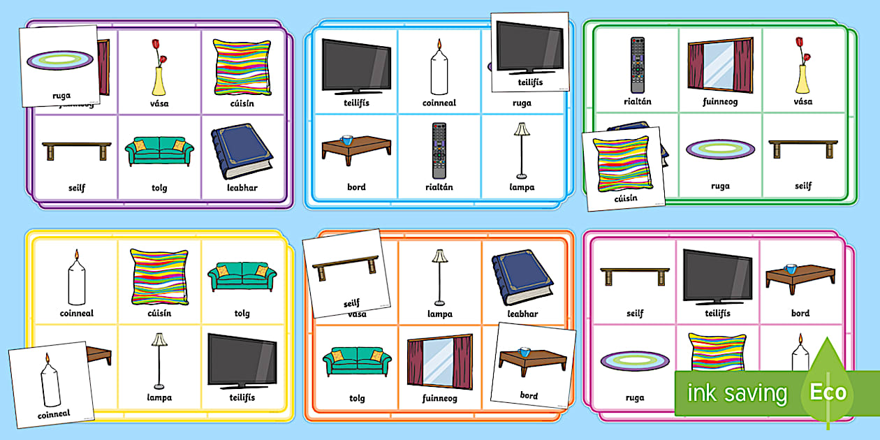 In the Living Room Bingo Gaeilge
