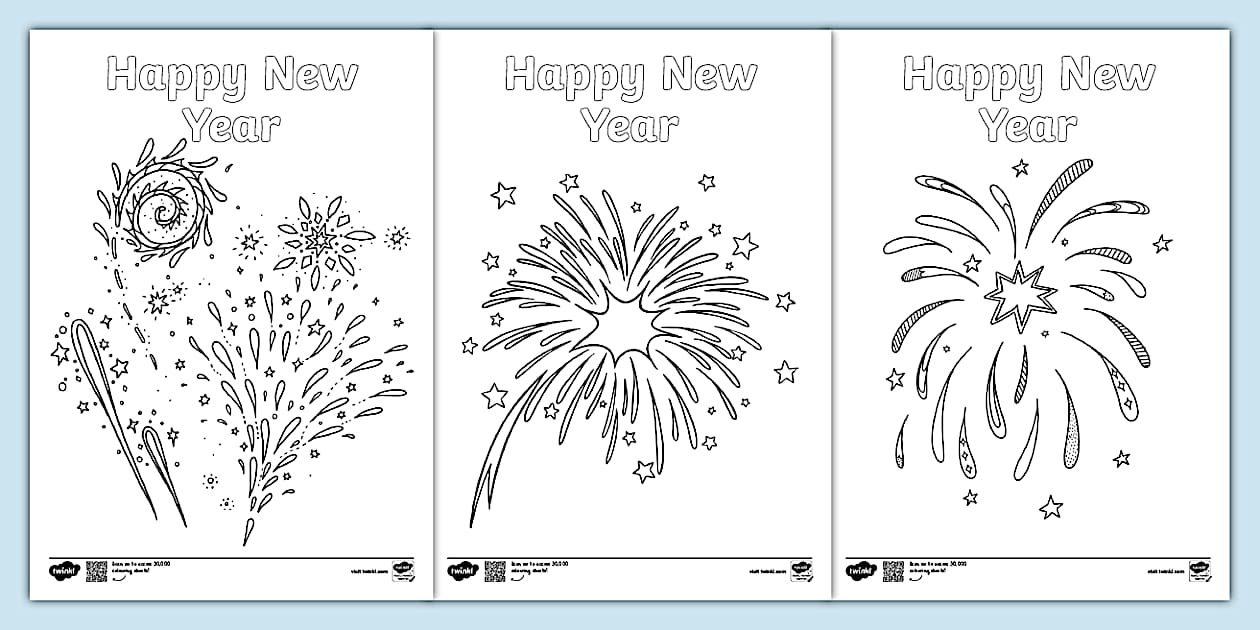 New Years Fireworks | Colouring Pages | Twinkl - Twinkl