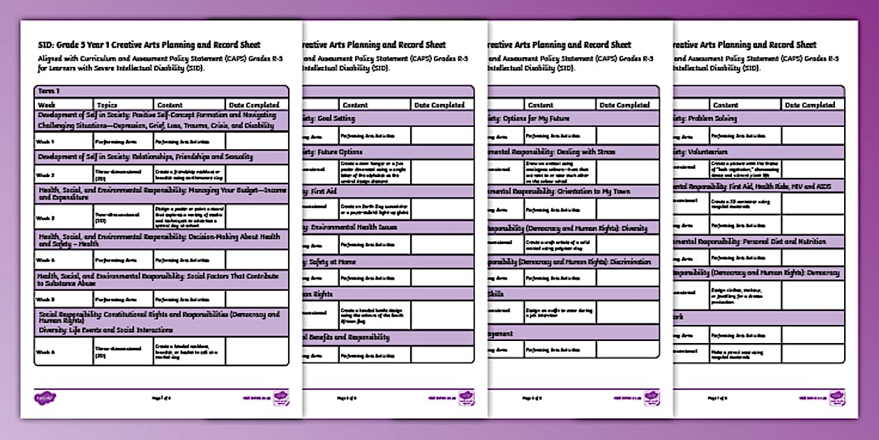 SID: Grade 5 Year 1 Creative Arts Planning and Record Sheet