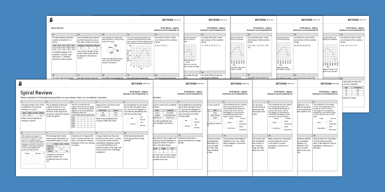 👉 GCSE Higher Probability and Statistics Spiral Review A