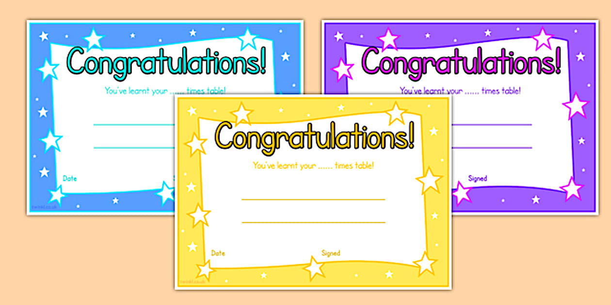 Editable Times Table Certificate (teacher made) - Twinkl