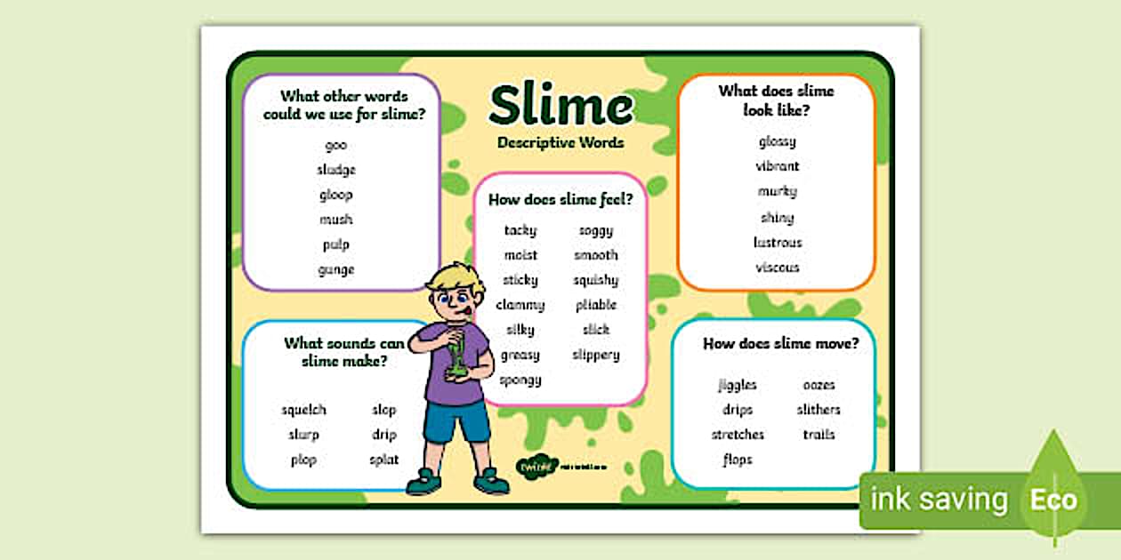 Slime Descriptive Word Mat - Creative Vocabulary - KS1