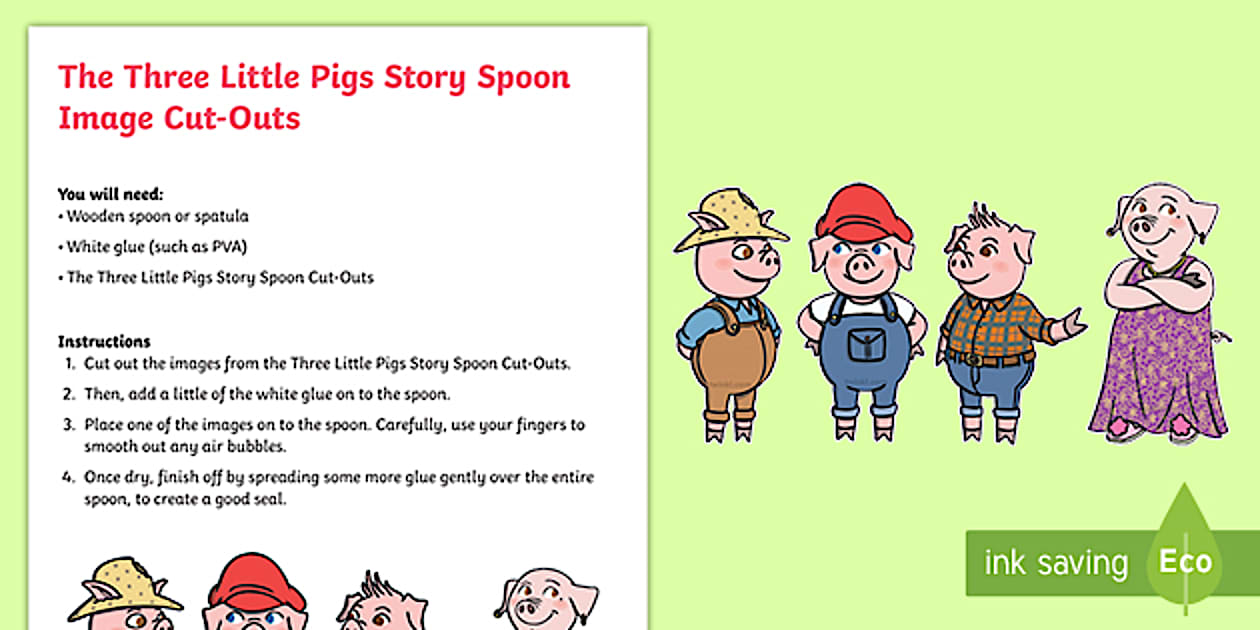 The Three Little Pigs Story Spoon Image Cut-Outs - Twinkl