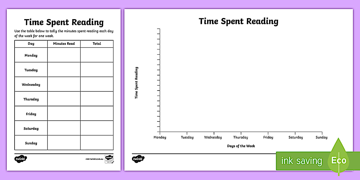 Book Week Reading Line Graph Worksheet (teacher made)