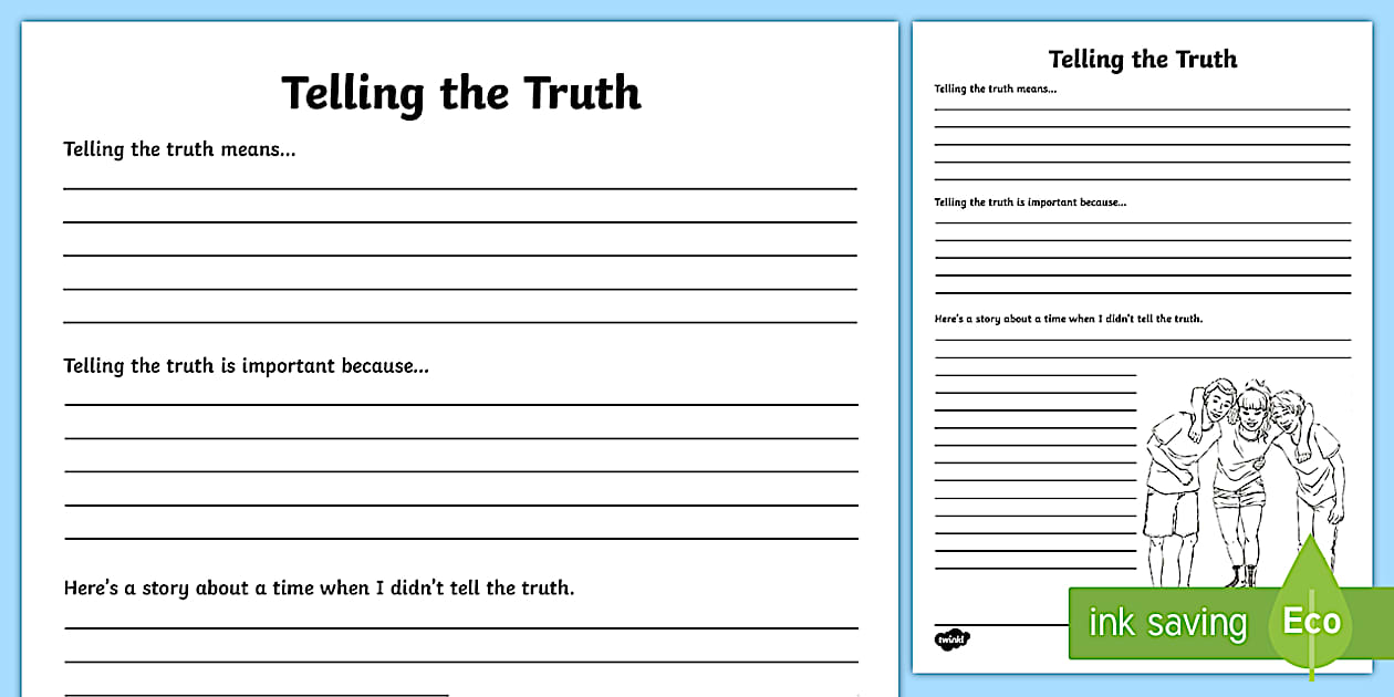 Telling the Truth Reflection Writing Template (teacher made)