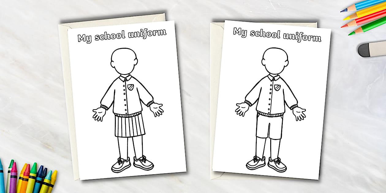 Colour Your School Uniform Colouring Cards | Twinkl Party