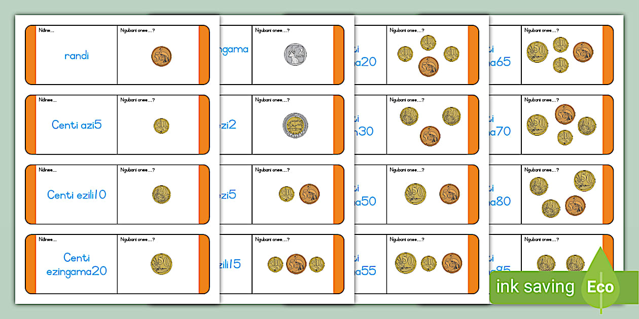 Imali yaseMzantsi Afrika - Less Than R1 Loop Cards isiXhosa