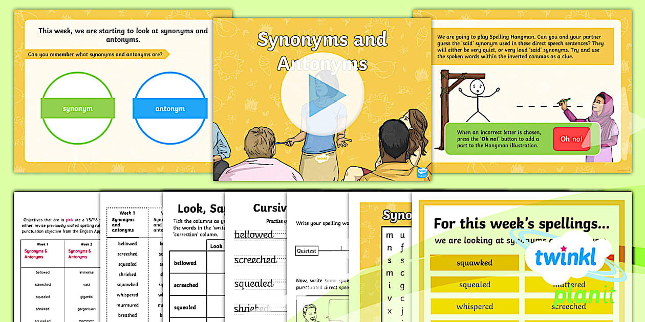 PlanIt Spelling Year 6 Term 3B W1: Synonyms and Antonyms for Said Spelling