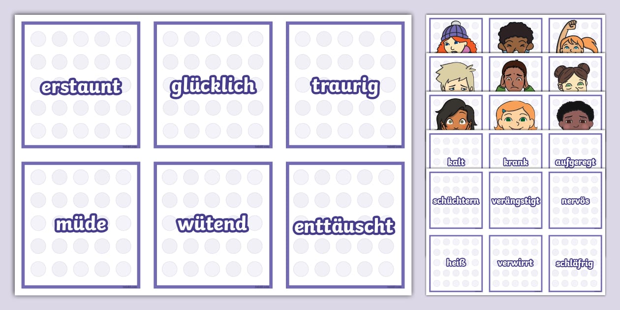 Emotions - German Matching Cards (teacher made) - Twinkl