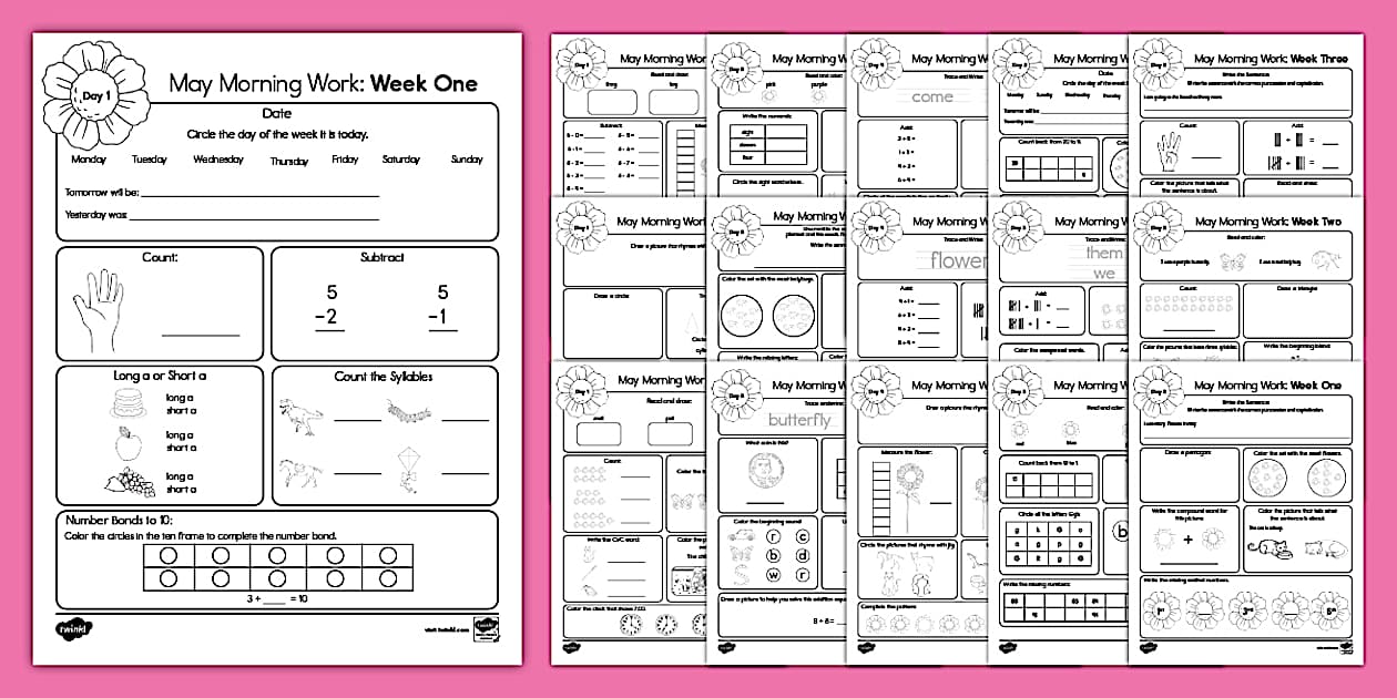 Kindergarten May Morning Work Bundle (Teacher-Made) - Twinkl