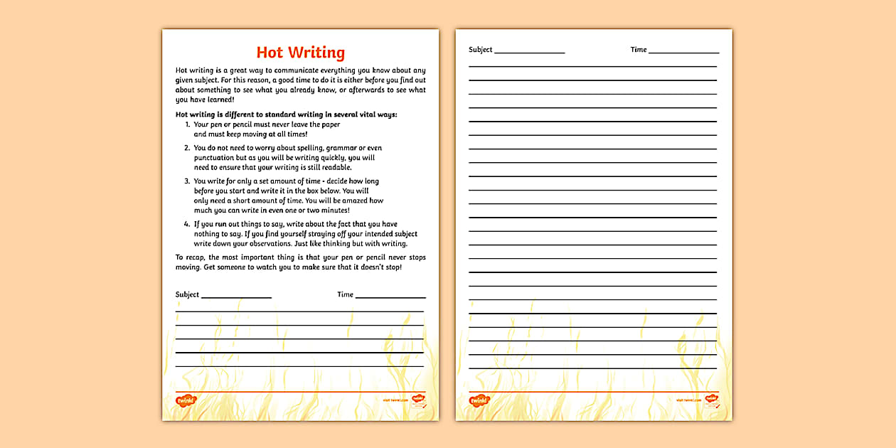 Editable Hot Writing Template (teacher made) - Twinkl
