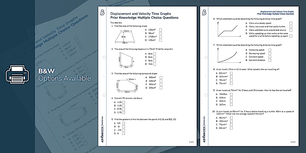 A Level Physics Displacement and Velocity Time Graphs Prior Knowledge ...