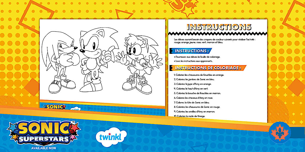 Sonic: Listen and Colour Activity French