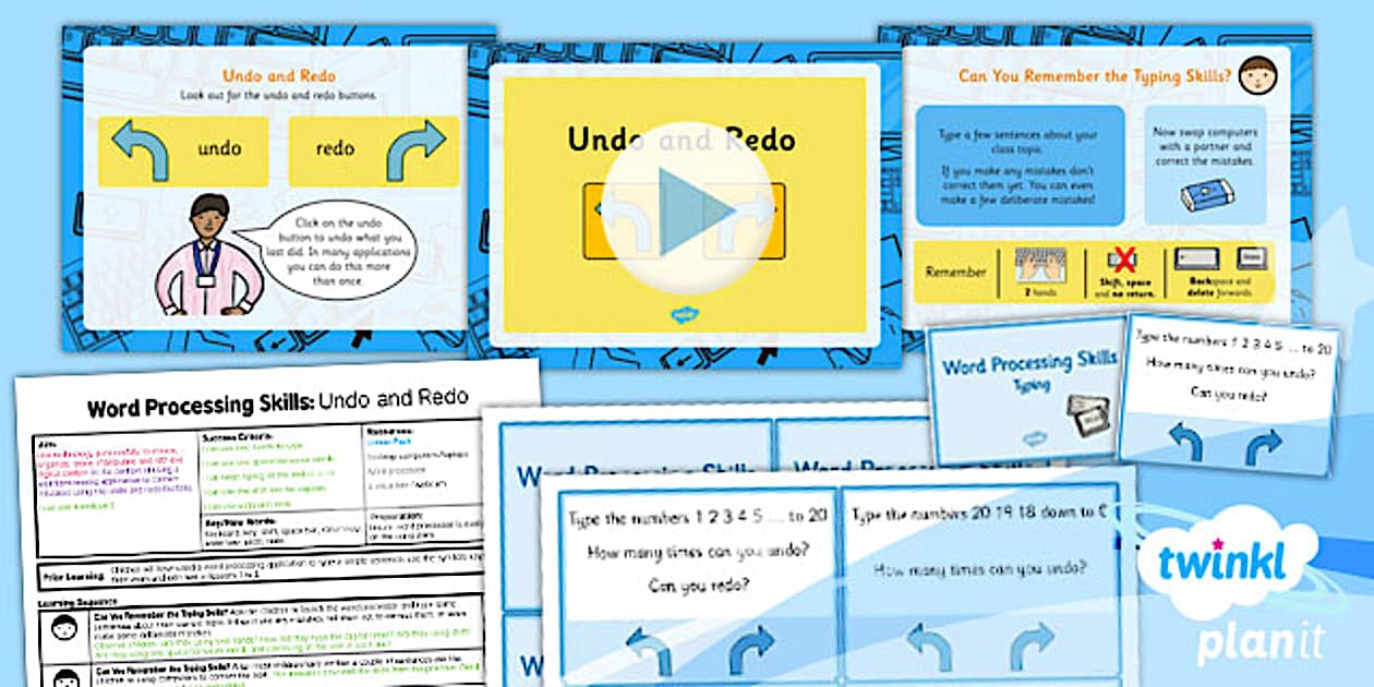 Computing Microsoft Word Processing Skills Undo And Redo Year 1