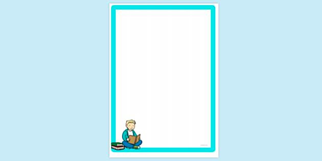 Simple Blank Boy with Book Page Border | Page Borders | Twinkl