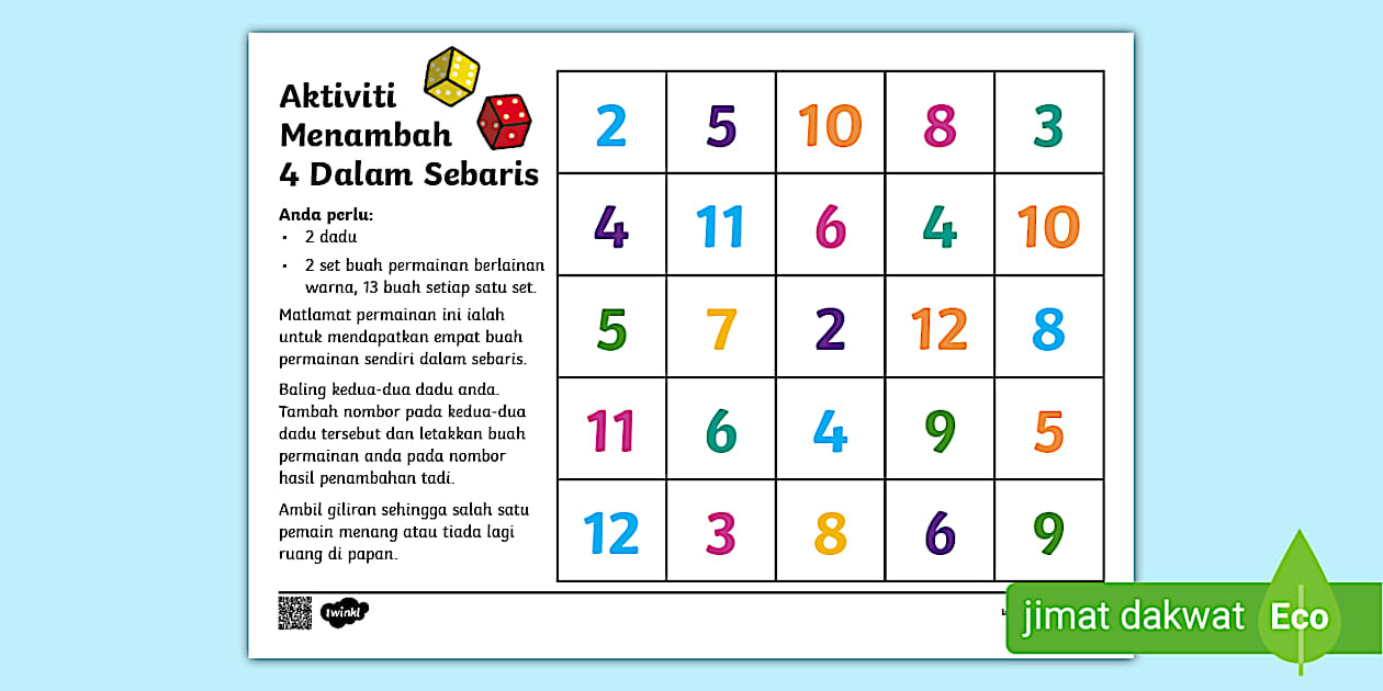 Permainan Menambah 4 Dalam Sebaris - Matematik Cabar Minda