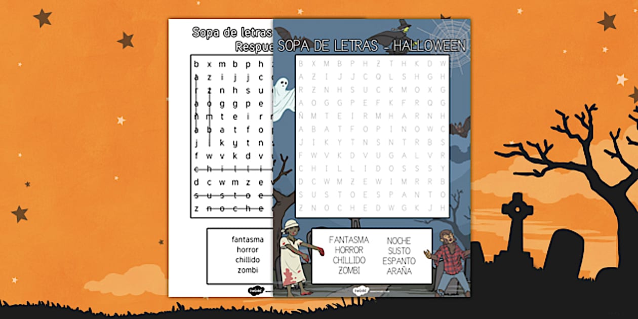 Sopa de letras Halloween (teacher made) - Twinkl