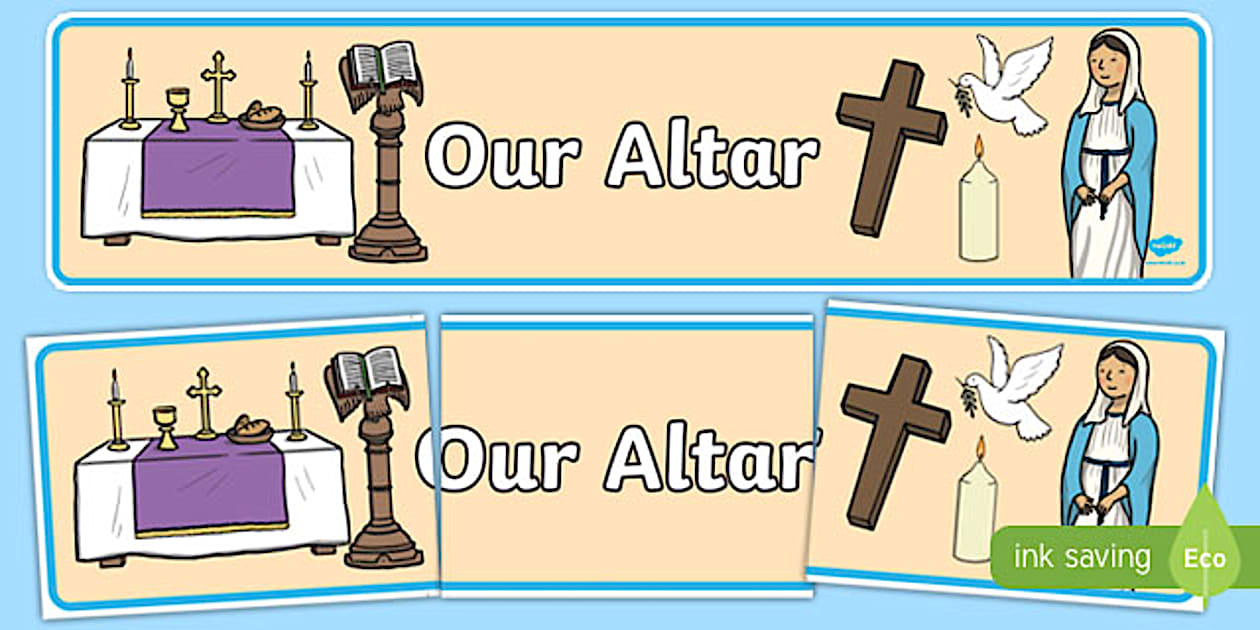 Our Altar Display Banner-Irish (teacher made) - Twinkl