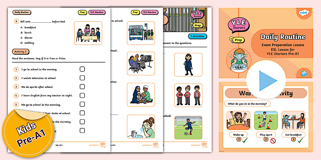 Twinkl's YLE Starters - Prep Lesson (Daily Routine)