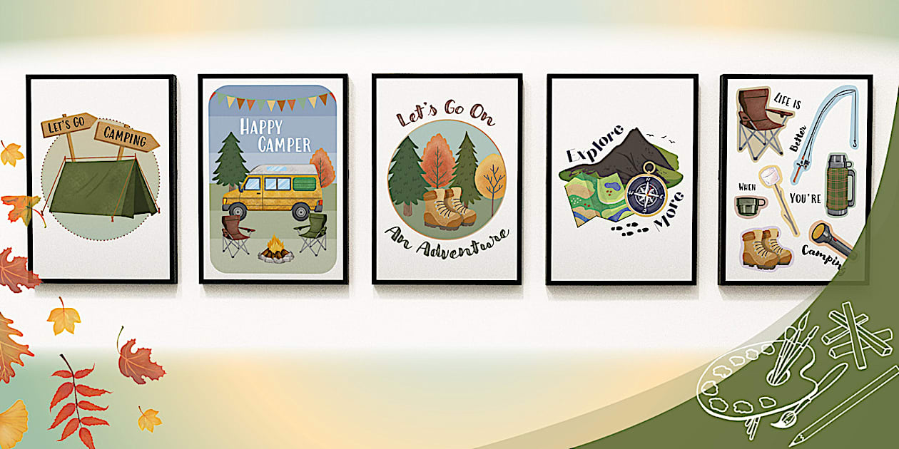 Let's Go On An Adventure Camping Quotes Posters Pack