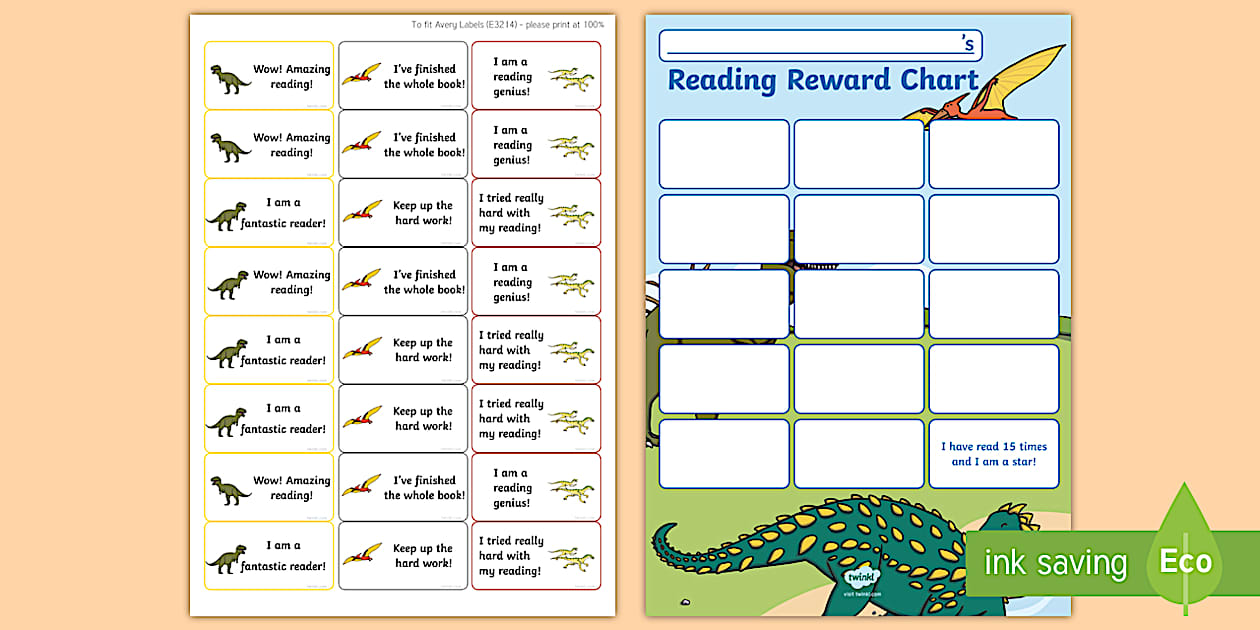 Editable Dinosaur Themed Reading Sticker Reward Charts