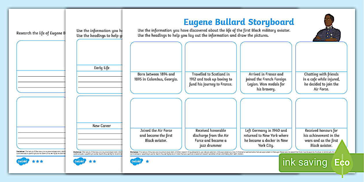 Eugene Bullard Storyboard (teacher made) - Twinkl