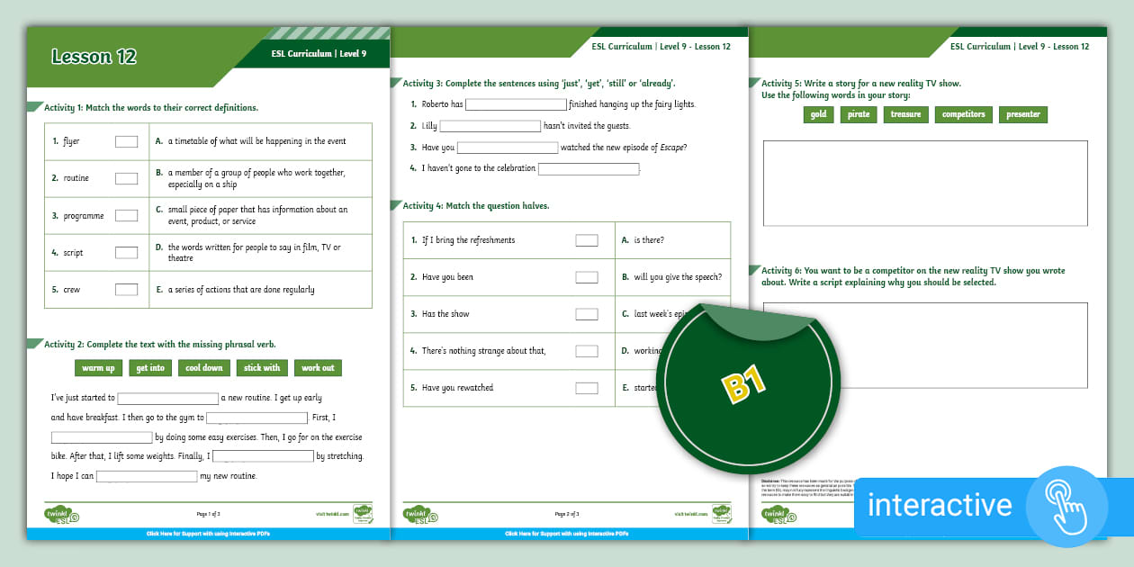 Twinkl ESL Curriculum Level 9 Lessons 7-11 Review - Twinkl