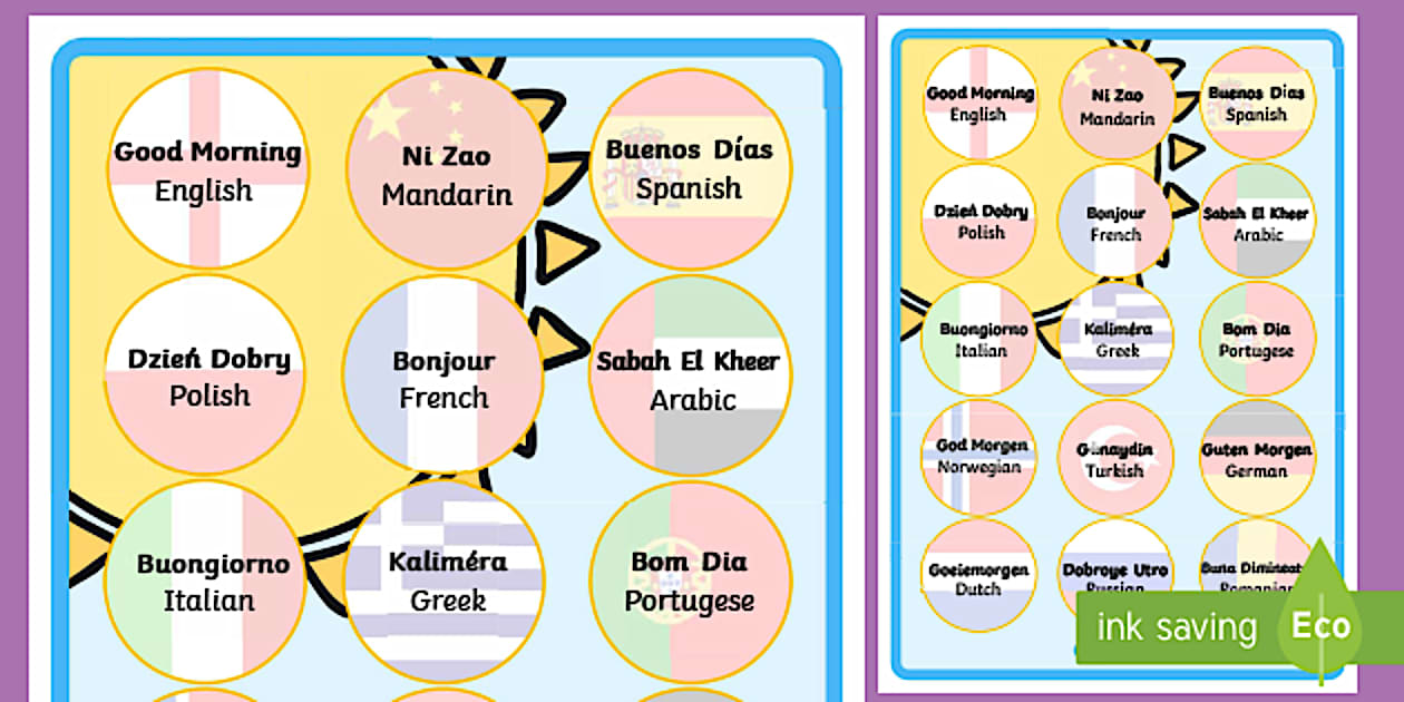Good Morning Mixed Languages Display Poster (teacher made)